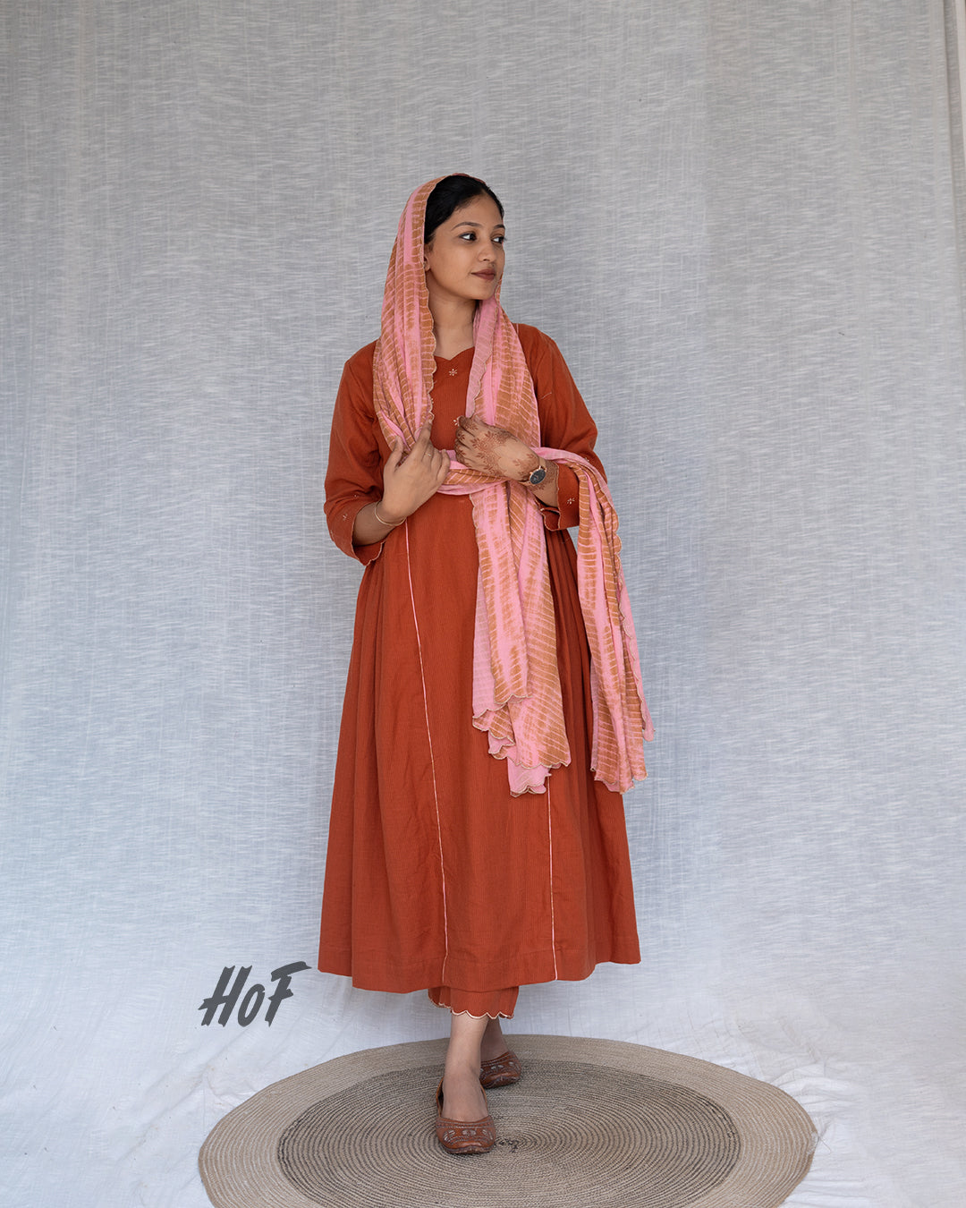 MyHof Brick Red Suit Set In Cotton – MyHof Women Store