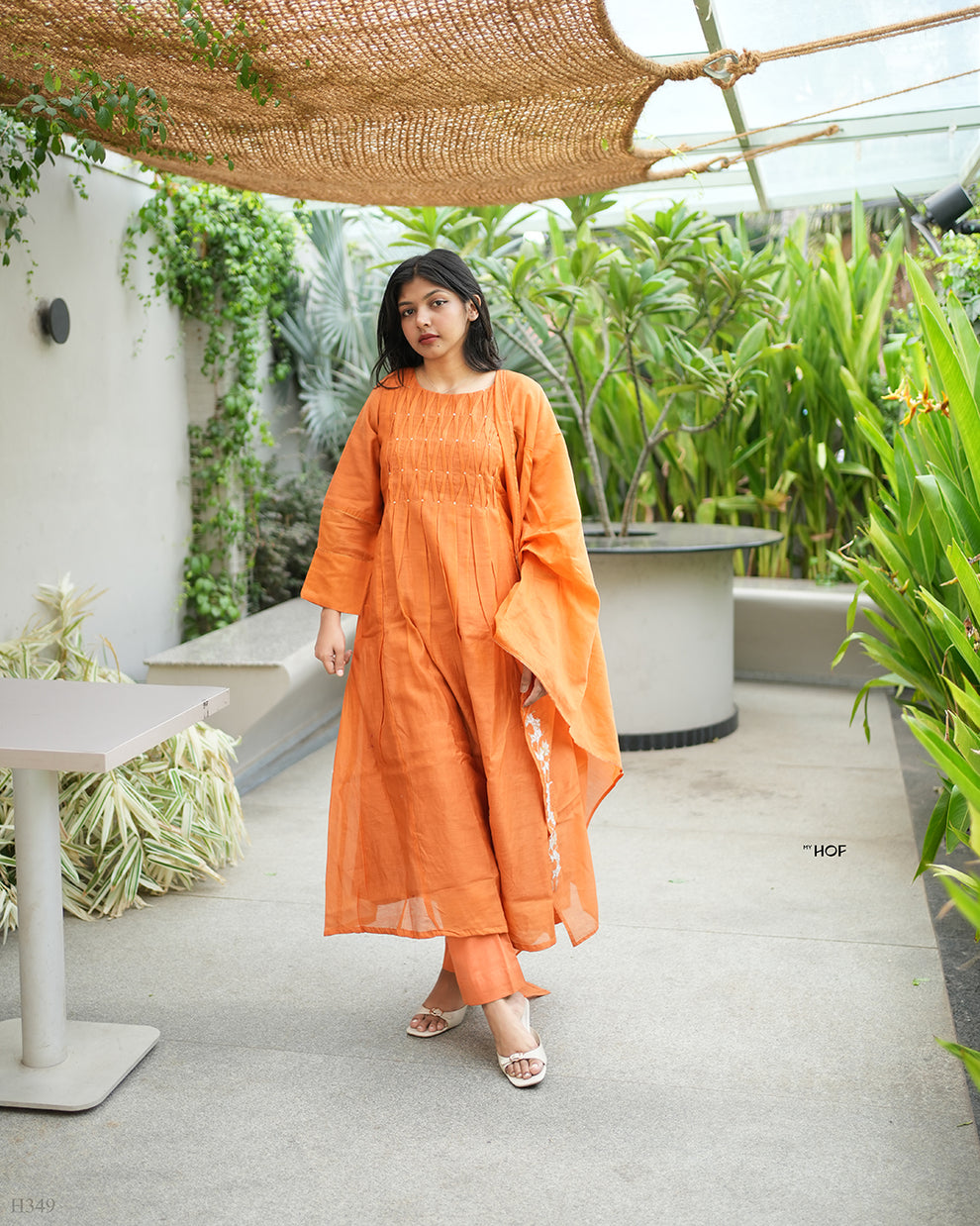 MY HOF Rust Orange Suit Set In Mul Chanderi – MyHof Women Store